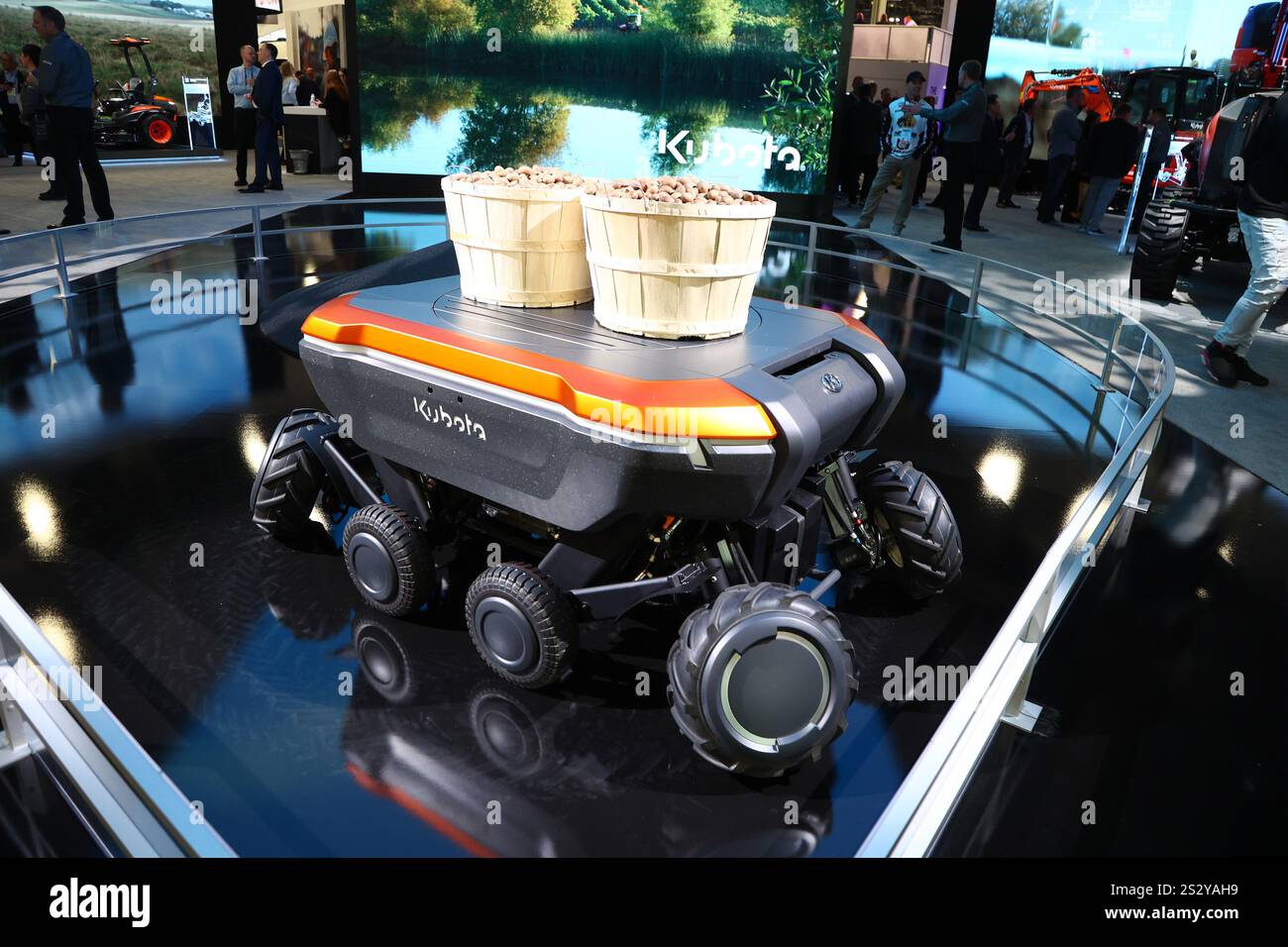 A view of the all-terrain KATR robotic vehicle, developed by Kubota Corporation, on display ...