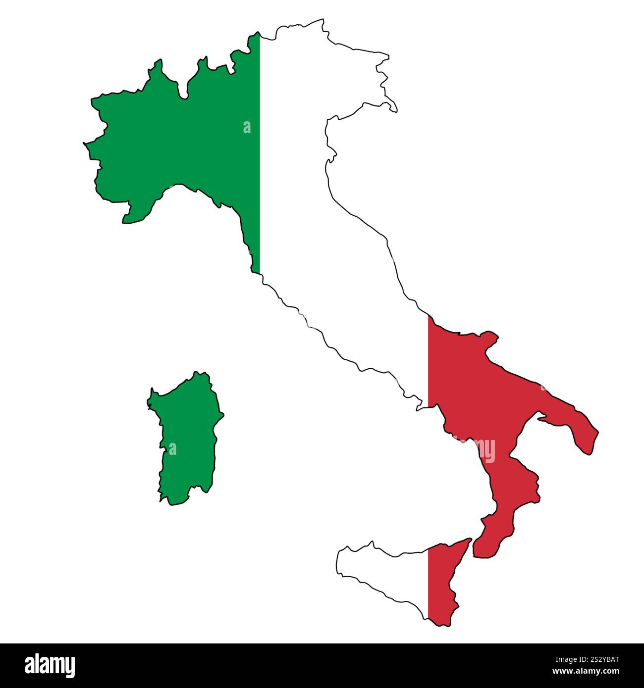 Italy flag within map border outline Stock Photo - Alamy