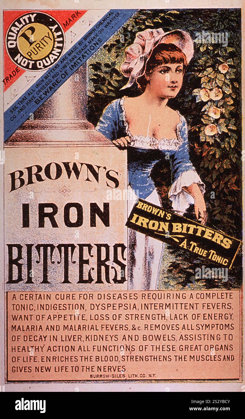 Brown's Iron Bitters - Vintage Victorian Era advertising poster Stock ...
