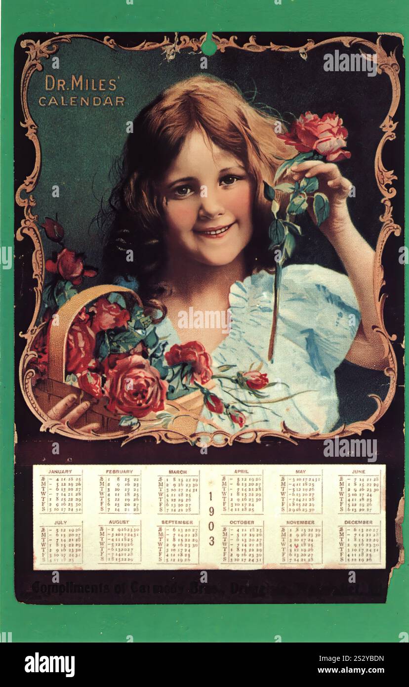 Dr. Miles Calendar Girl - Vintage Victorian Era advertising poster ...