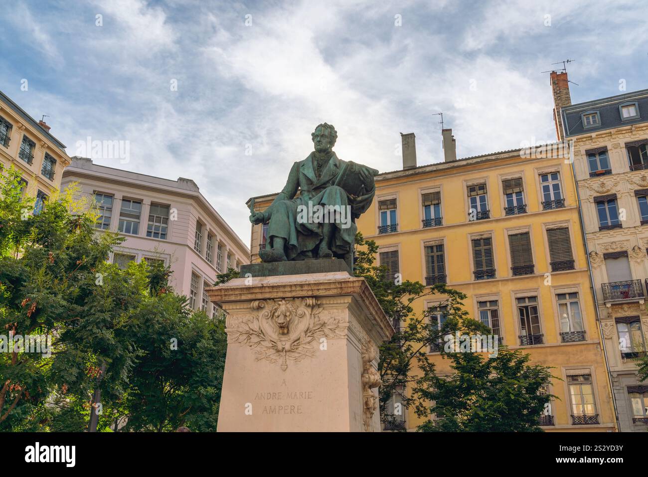 Lyon, France. June 13, 2024. Statue of Andre-Marie Ampere, French ...