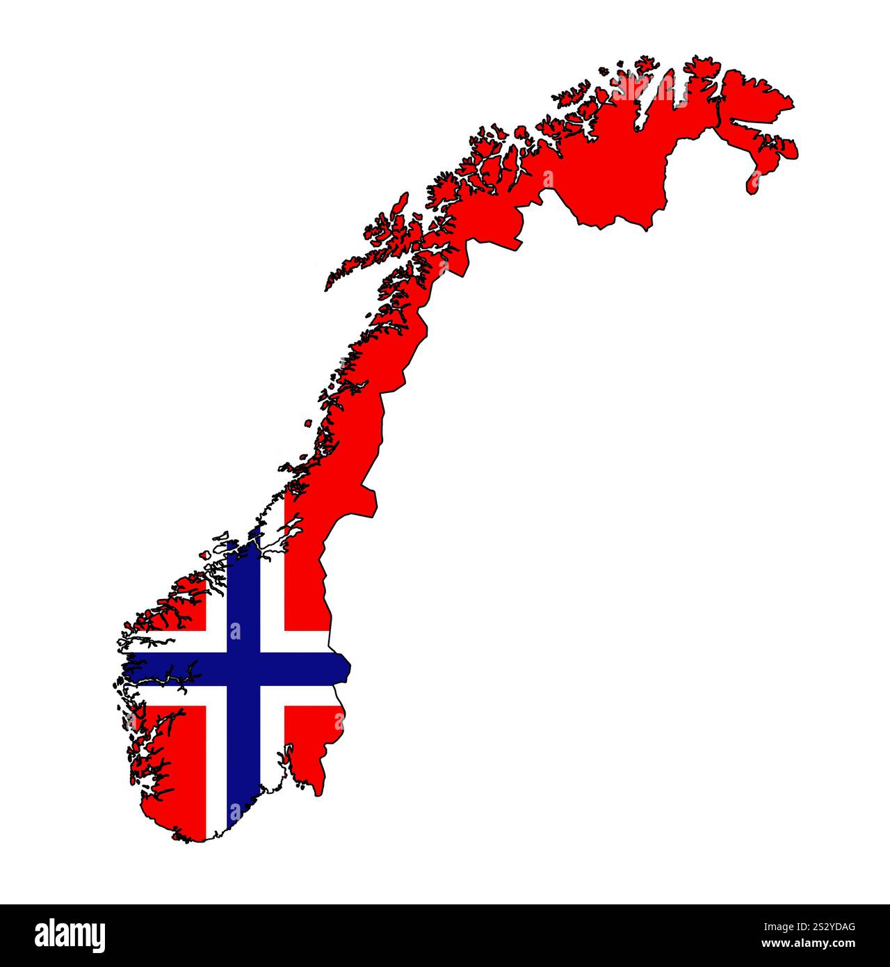 Norway flag within map border outline Stock Photo - Alamy