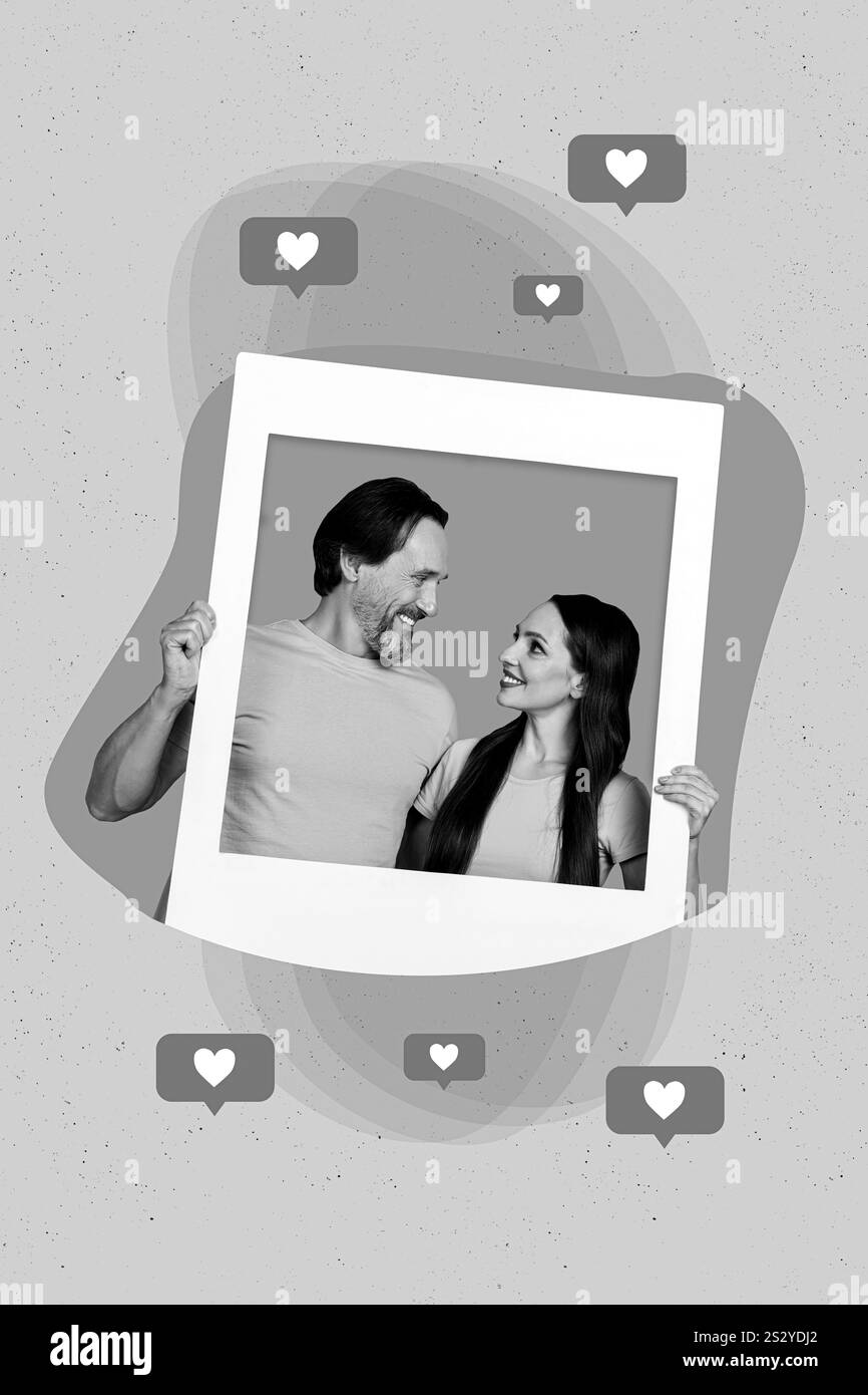 Collage artwork graphics picture of sweet cute couple tacking photo 14 ...