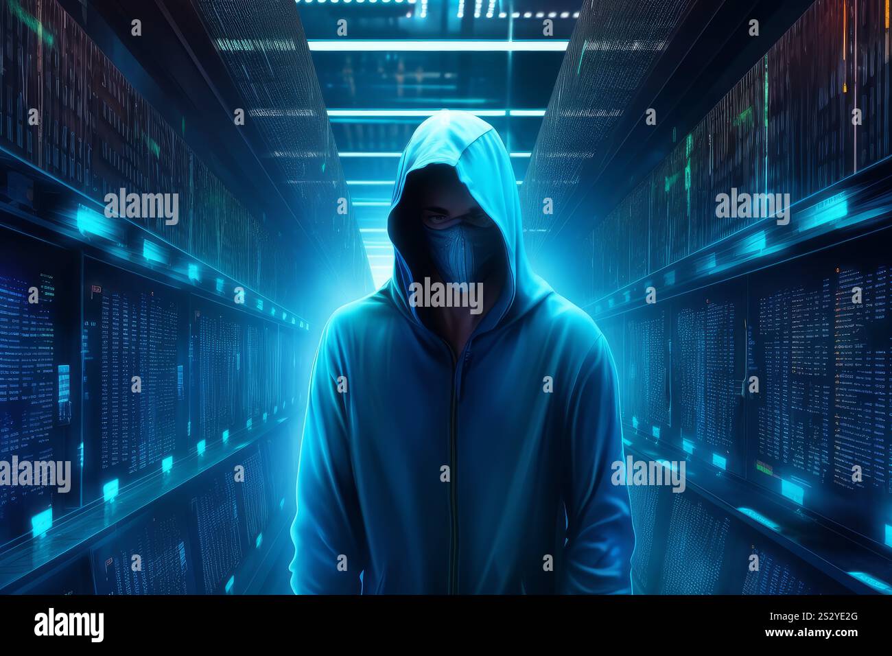 Anonymous hacker. Internet cyber attack. Fictional person. Generate Ai ...