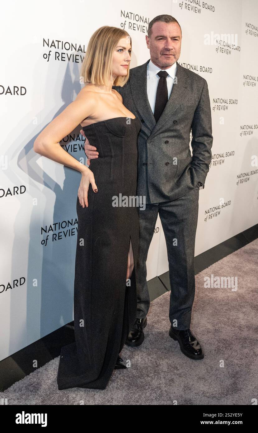 New York, USA. 07th Jan, 2025. Taylor Neisen and Liev Schreiber attend ...