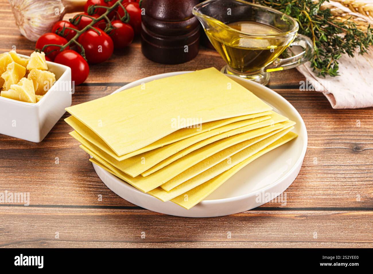 Italian cuisine - dry lasagna sheets for cooking Stock Photo - Alamy