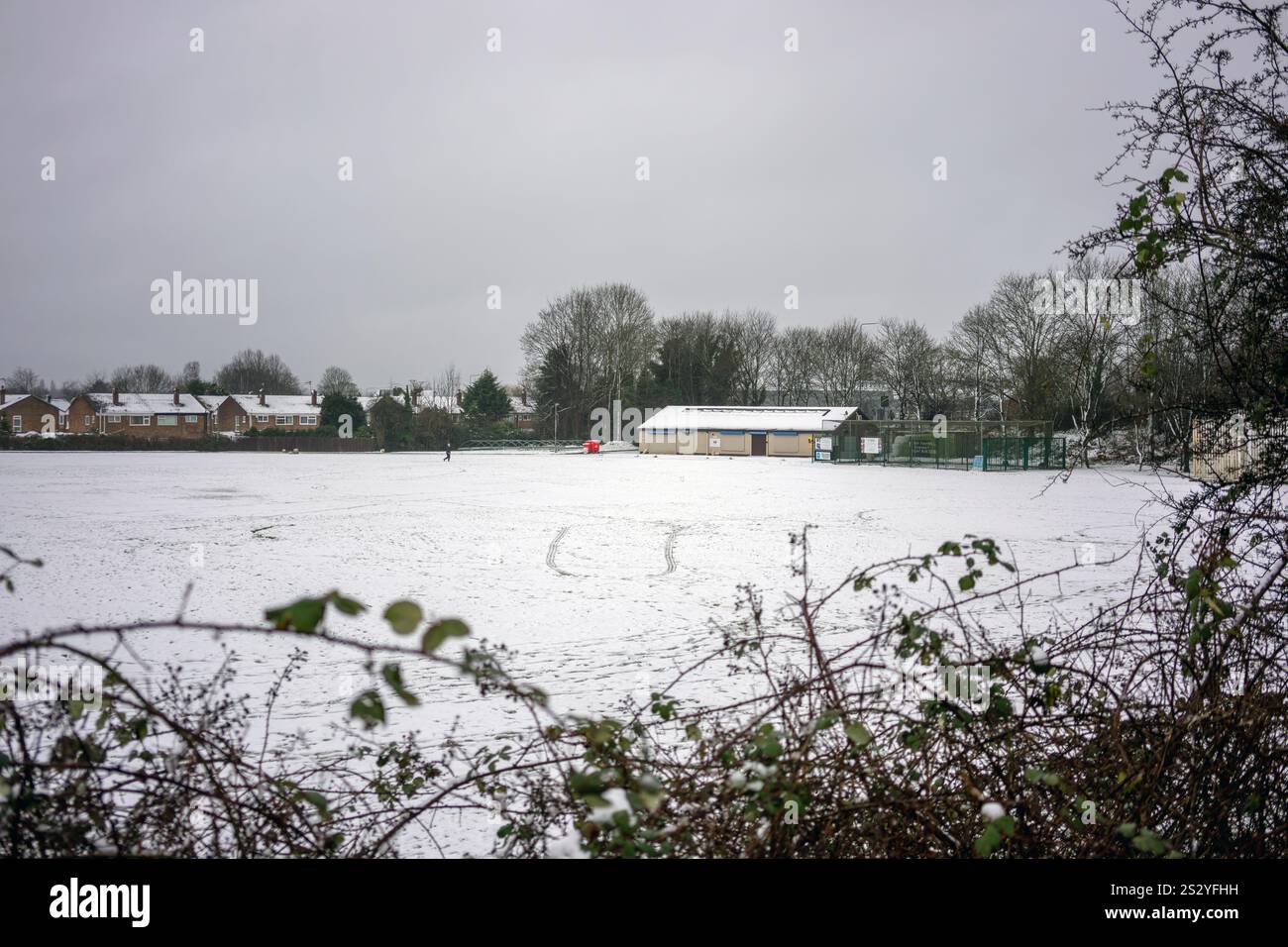 Maghull Football Club pitches in snow January 5th 2025 Stock Photo - Alamy
