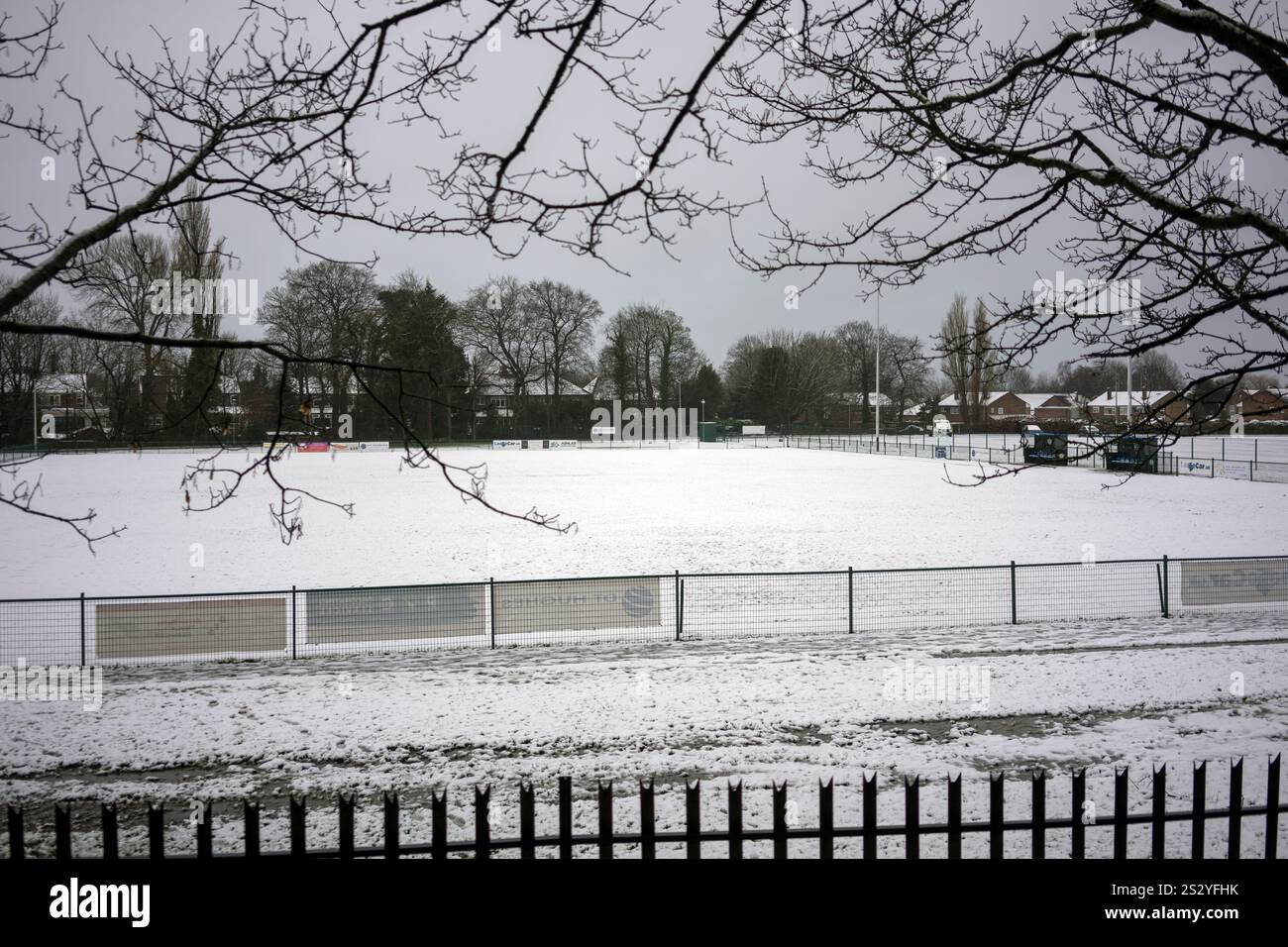 Maghull Football Club pitches in snow January 5th 2025 Stock Photo - Alamy