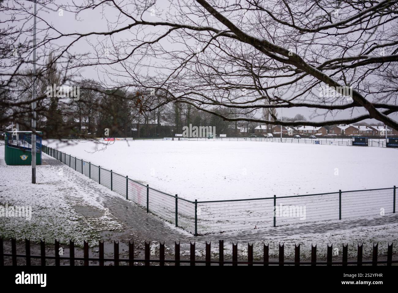 Maghull Football Club pitches in snow January 5th 2025 Stock Photo - Alamy