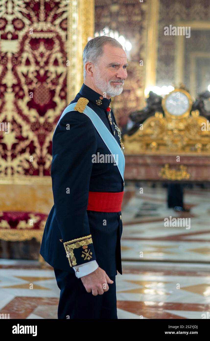 King Felipe VI, waiting to receive the credential letter from the ...