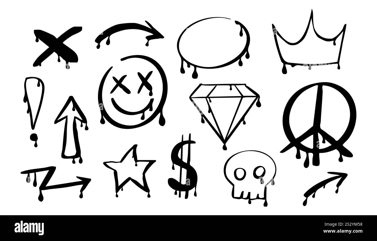 Graffiti y2k groovy tattoo hand drawn paint with splatter street ...