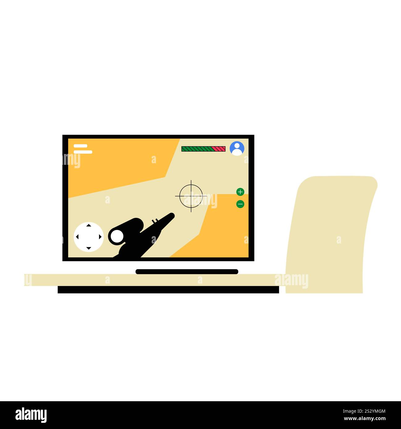 Computer Screen Displaying A Shooting Video Game With Crosshair And ...