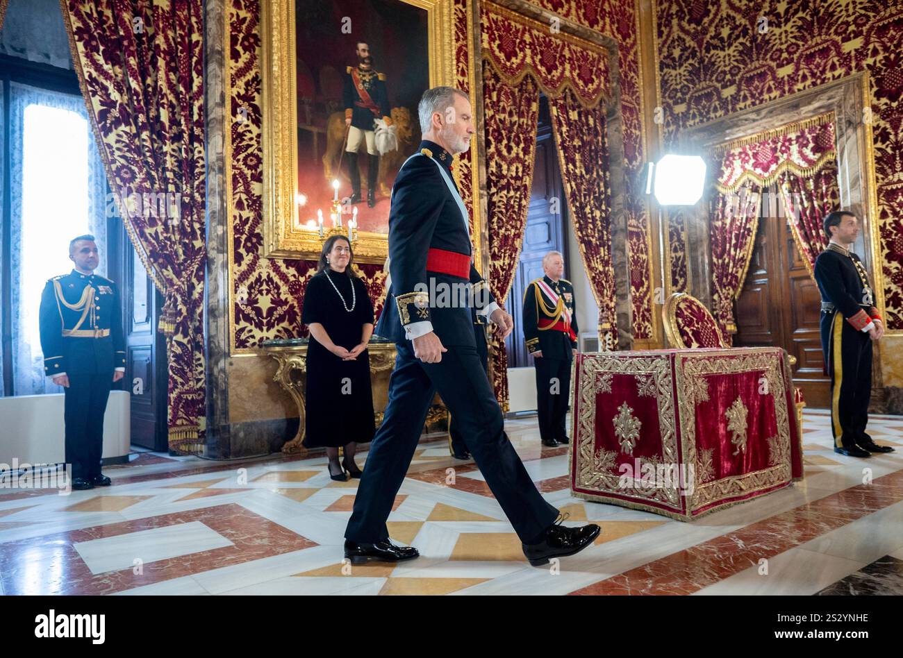 King Felipe VI, waiting to receive the credential letter from the new ...