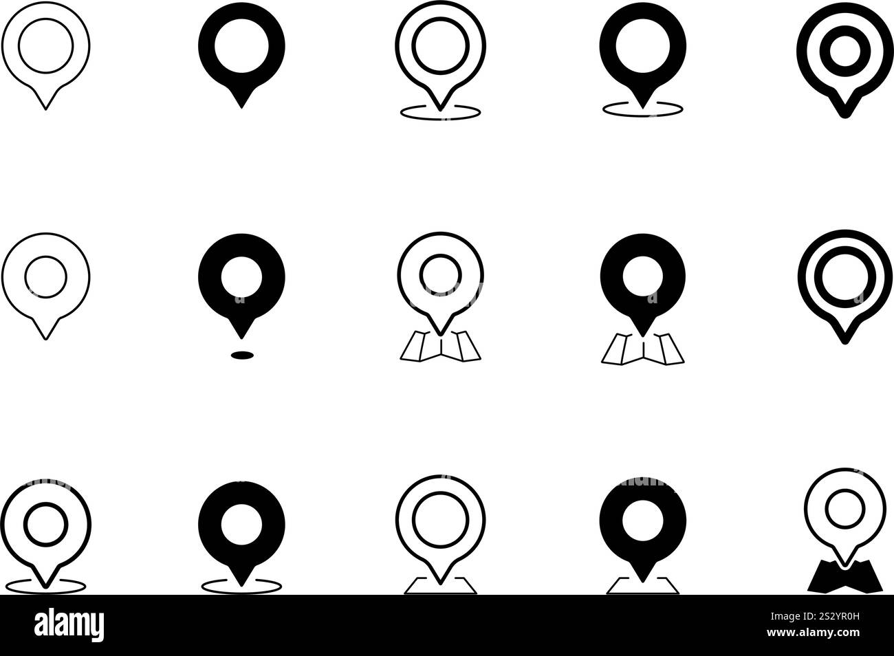 Icon set of Circle Location map pin symbol vector illustration Stock ...