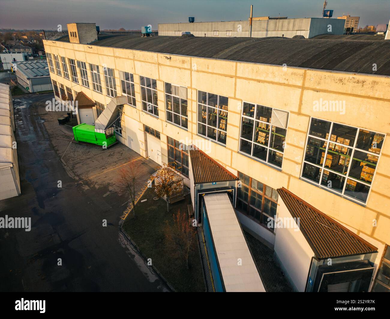 Innovative modern logistics warehouse center complex building exterior ...