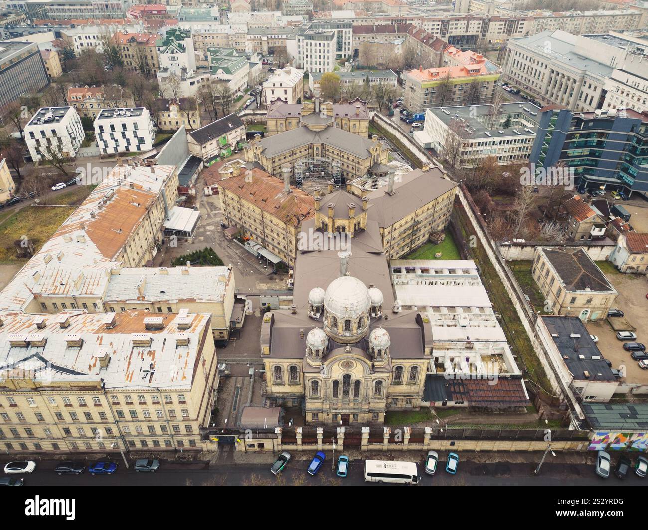 Vilnius, Lithuania 25th november, 2024: aerial panorama famous Lukiskes ...