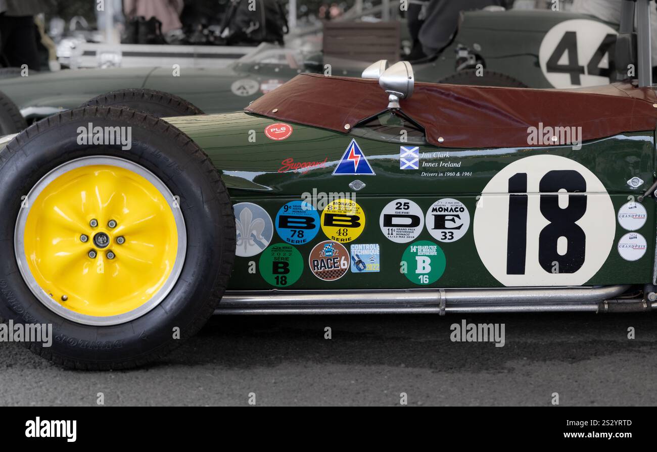 Clinton McCarthy's 1960 Lotus-Climax 18 in the paddock garage before ...