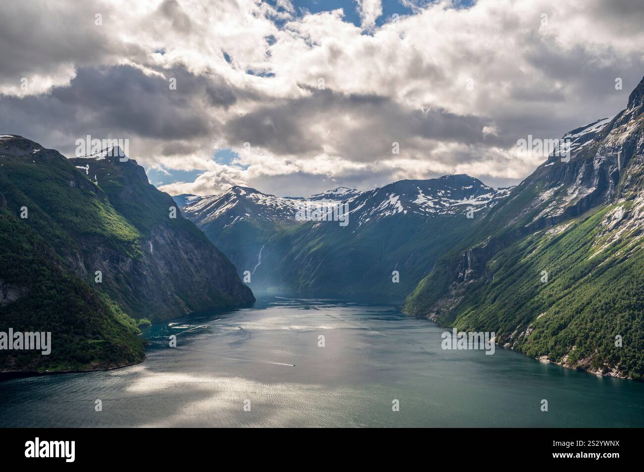 The beautiful Geiranger Fjord, a well known travel destination for ...