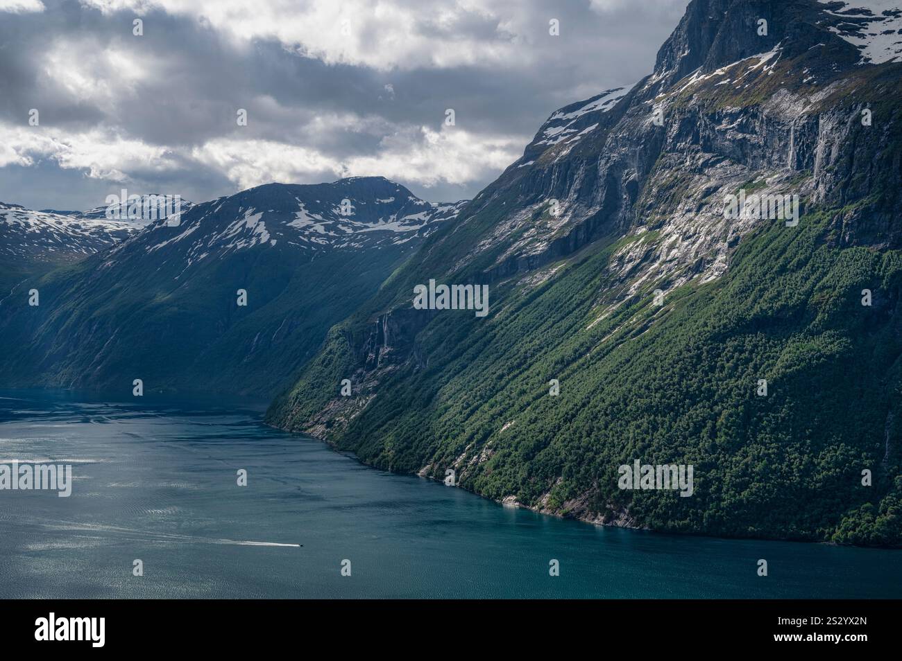 The beautiful Geiranger Fjord, a well known travel destination for ...