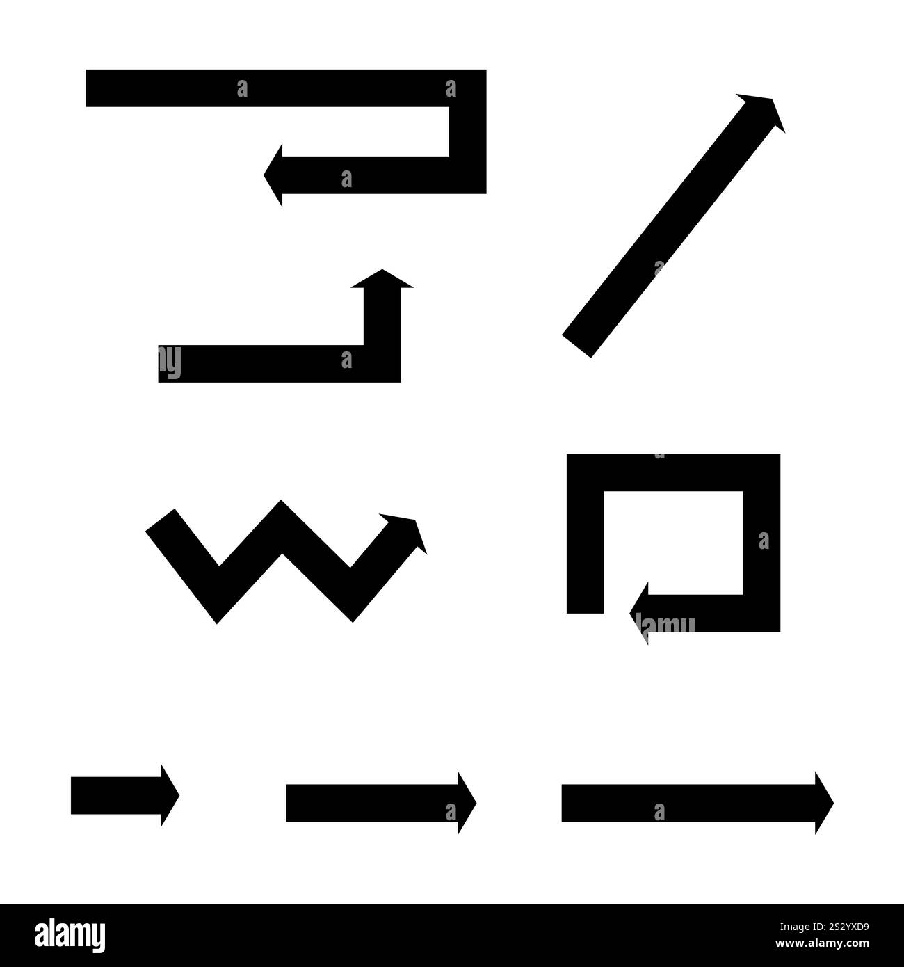 Arrow path design. Zigzag arrow symbols. Simple vector elements. Geometric black shapes Stock ...