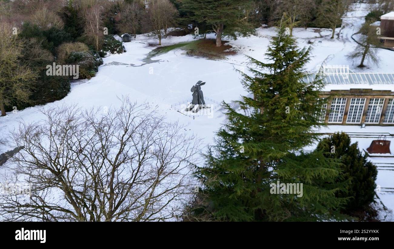 Screengrab taken from PA Video of sculptures in the snow at Yorkshire ...