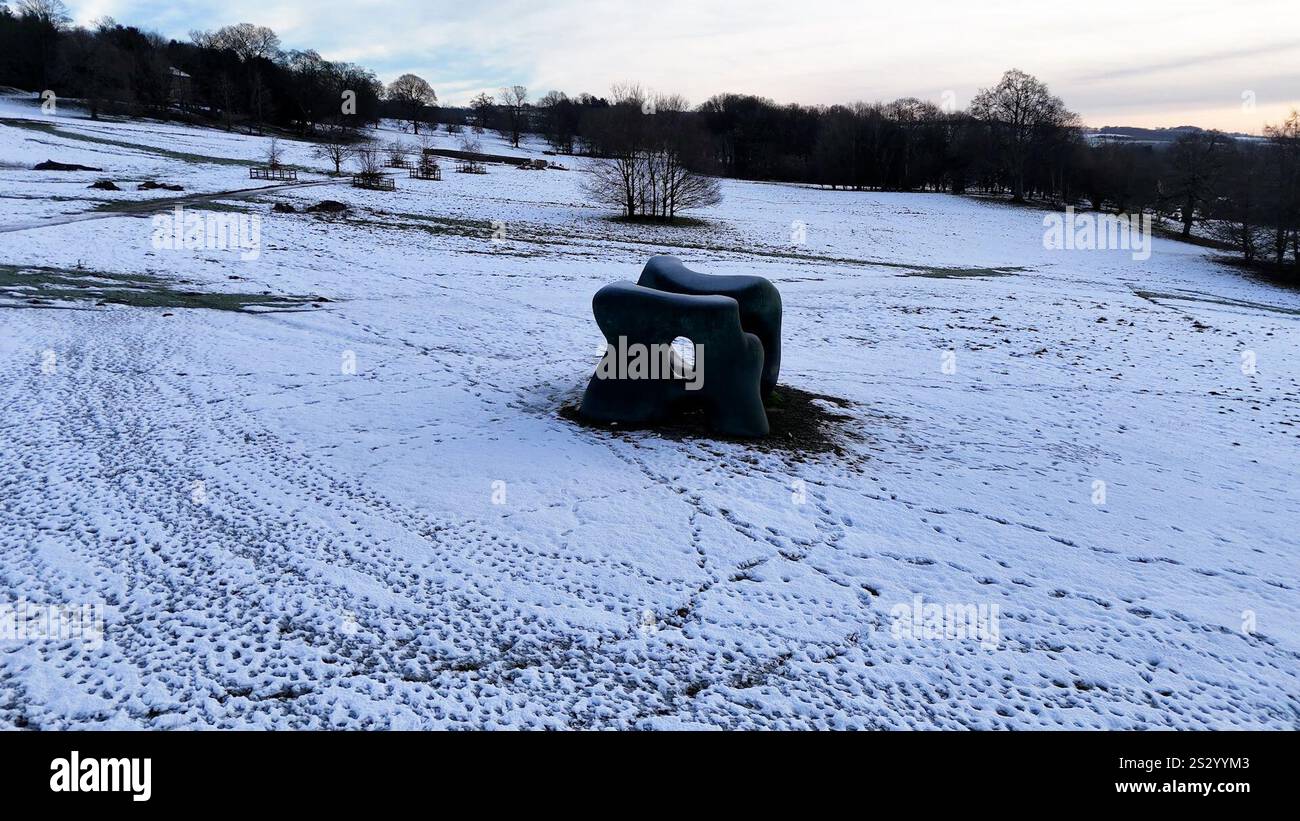 Screengrab taken from PA Video of sculptures in the snow at Yorkshire ...