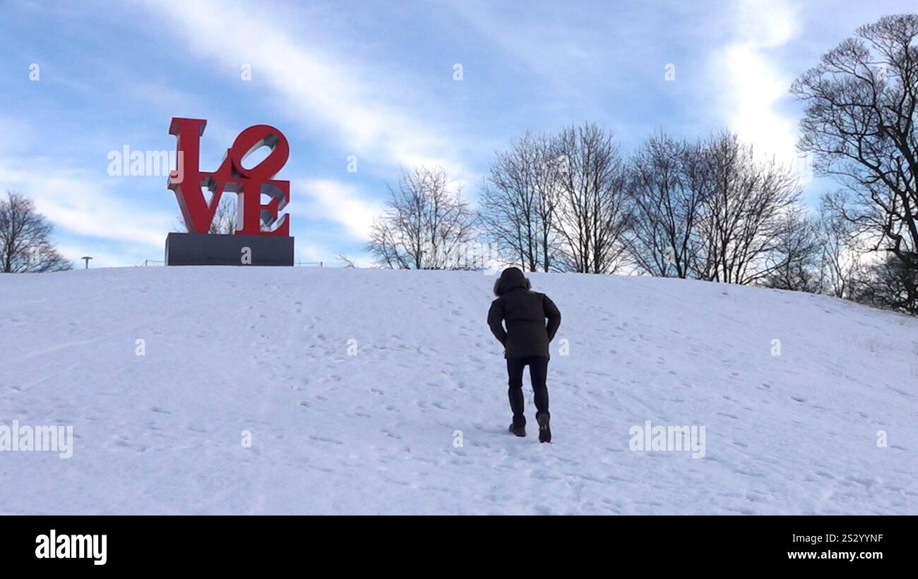 Screengrab taken from PA Video of sculptures in the snow at Yorkshire ...