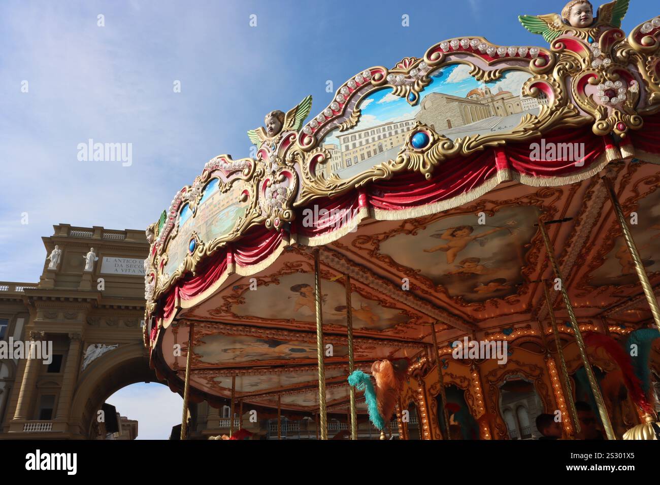Antique Tuscan carousel. Beautiful carousel in Piazza della Repubblica ...