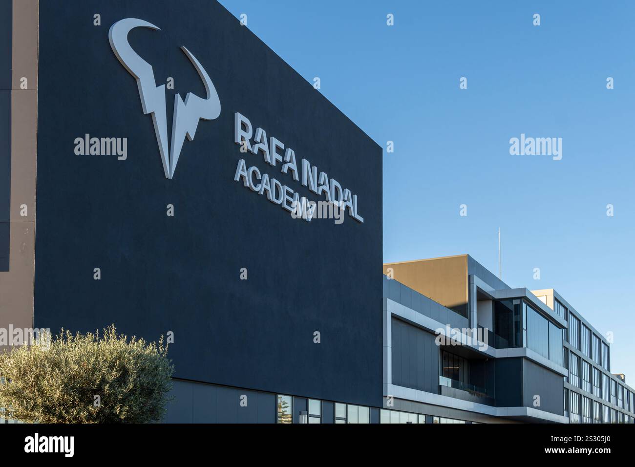 Manacor, Spain; october 11 2024: Main facade of the Rafa Nadal Sports ...