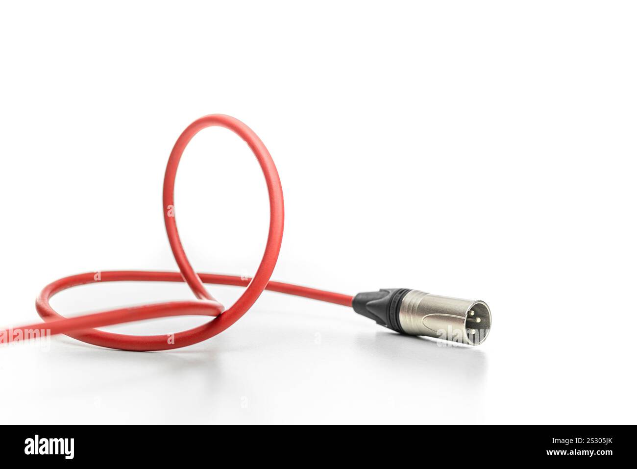 Red audio cable with xlr connector lying white background Stock Photo ...