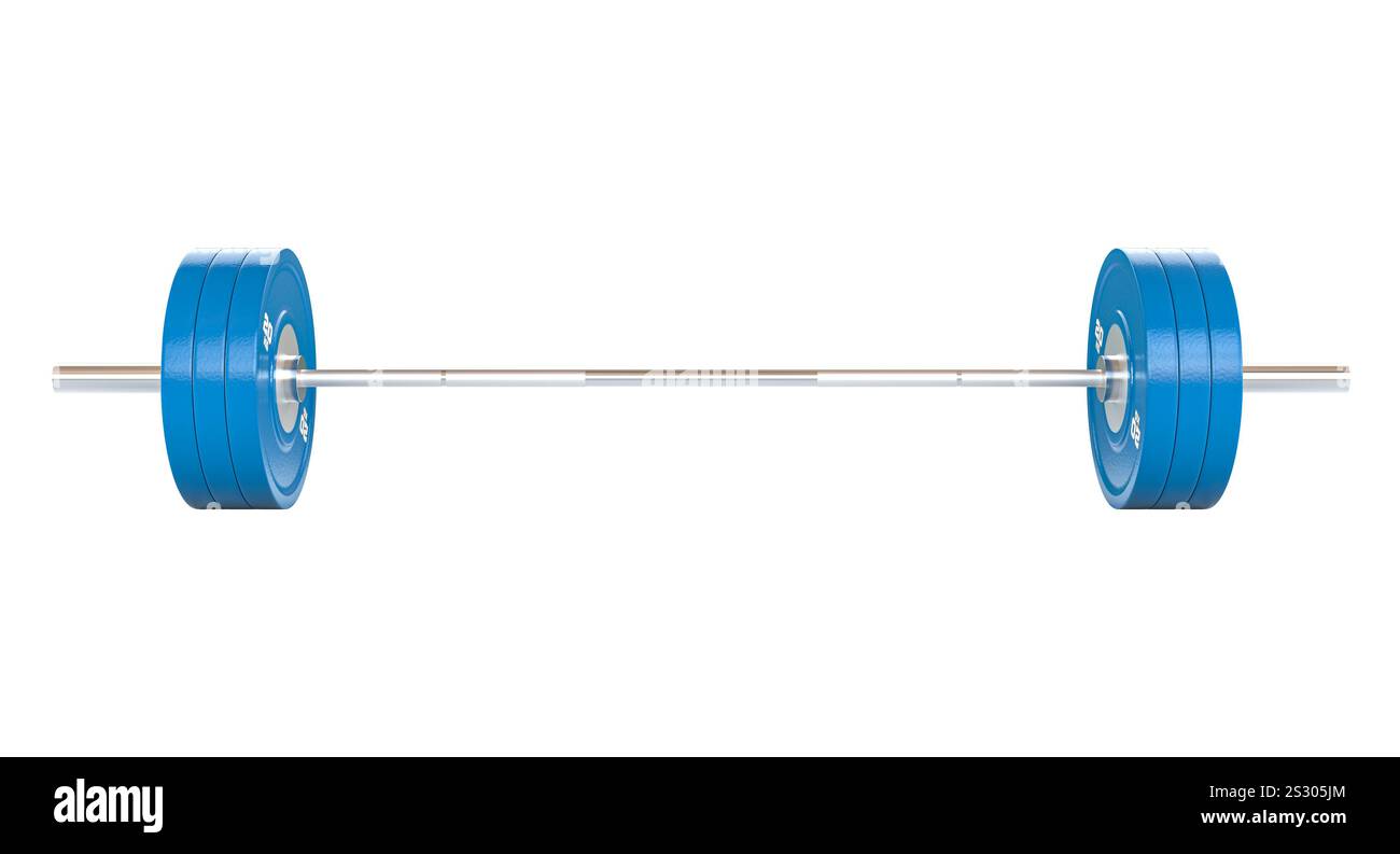 Blue weights barbell on transparent background 3d Stock Photo - Alamy