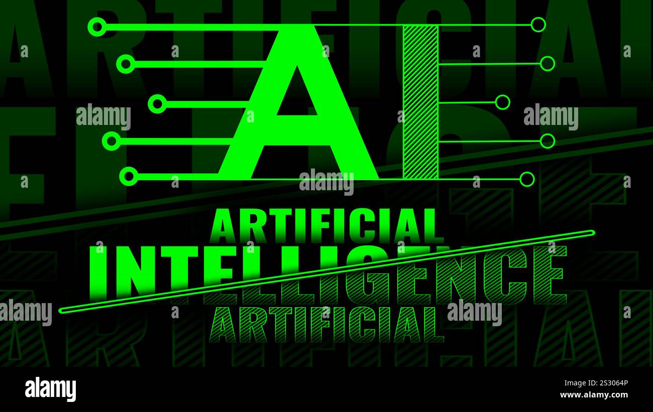 Artificial Intelligence lettering - modern technology logo green design ...