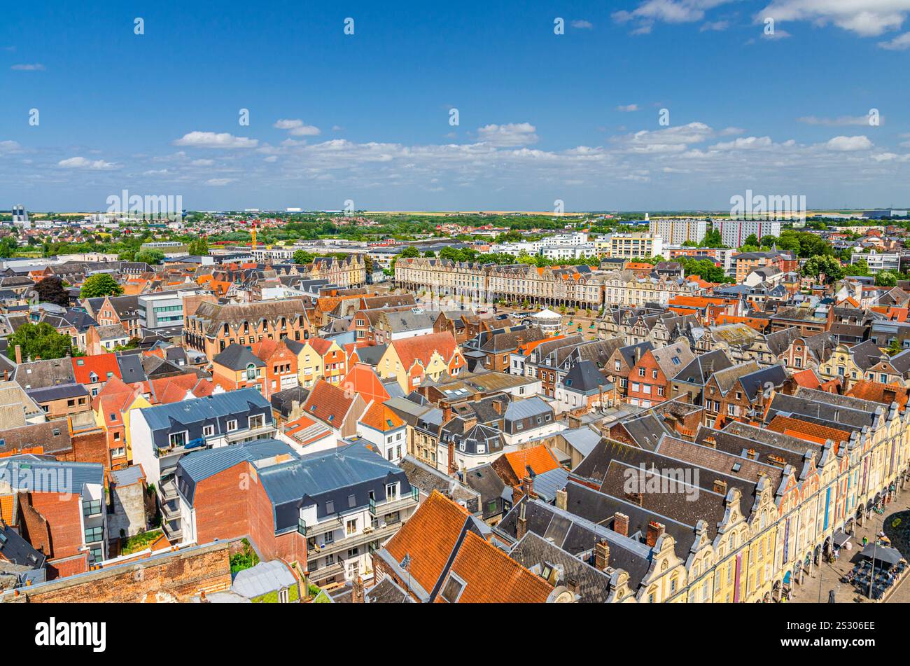 Aerial panoramic view of Arras city historical town centre, historic ...