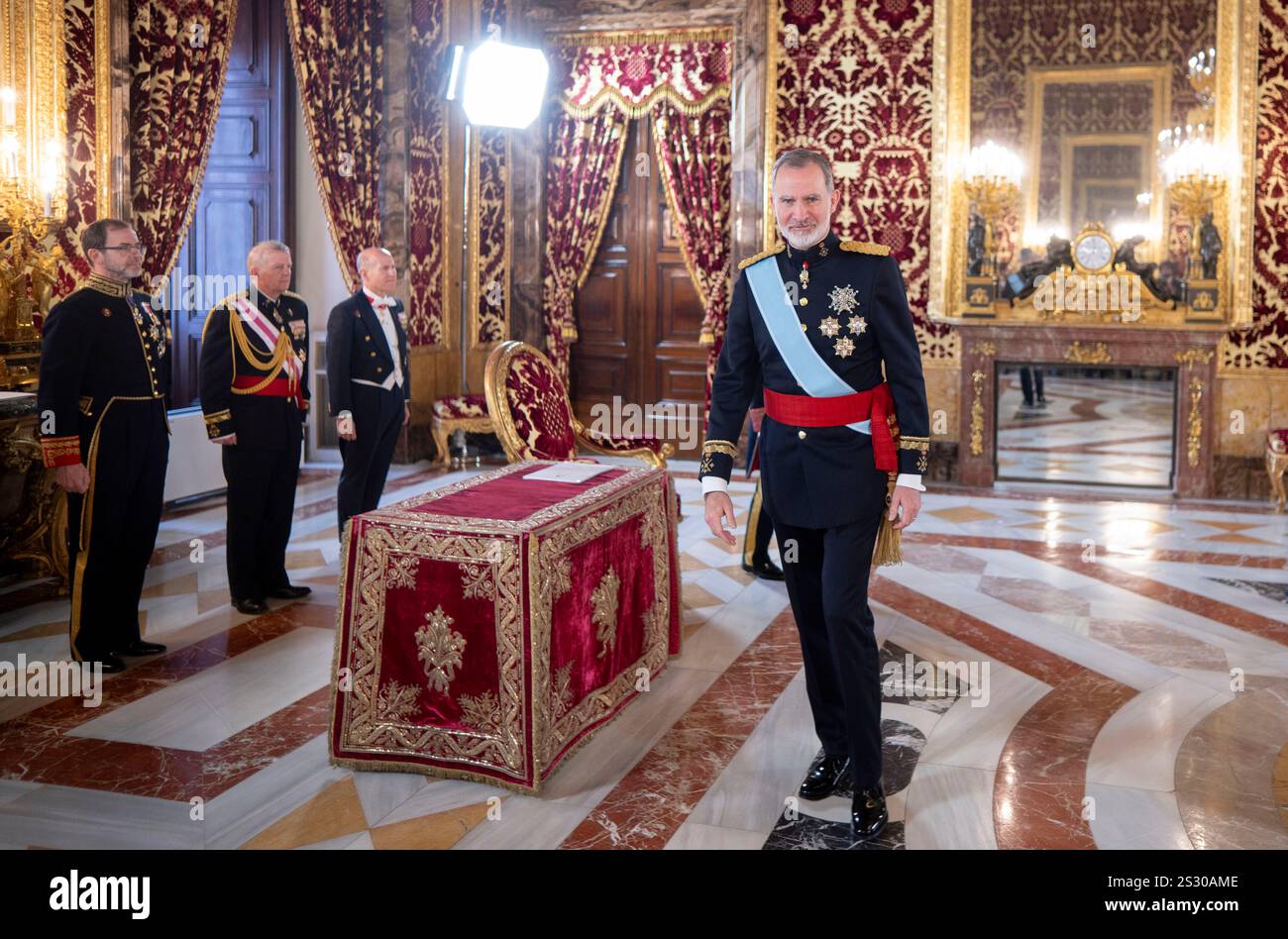 King Felipe VI, upon his arrival to receive the credential letter from ...