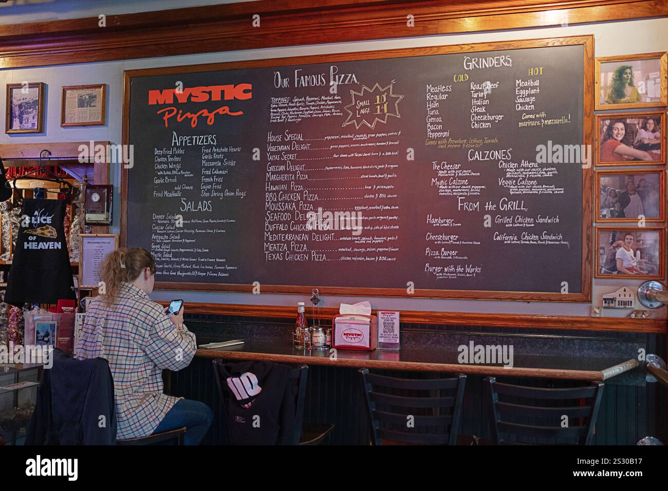 The bar inside Mystic Pizza, an Italian restaurant in Conn and the ...