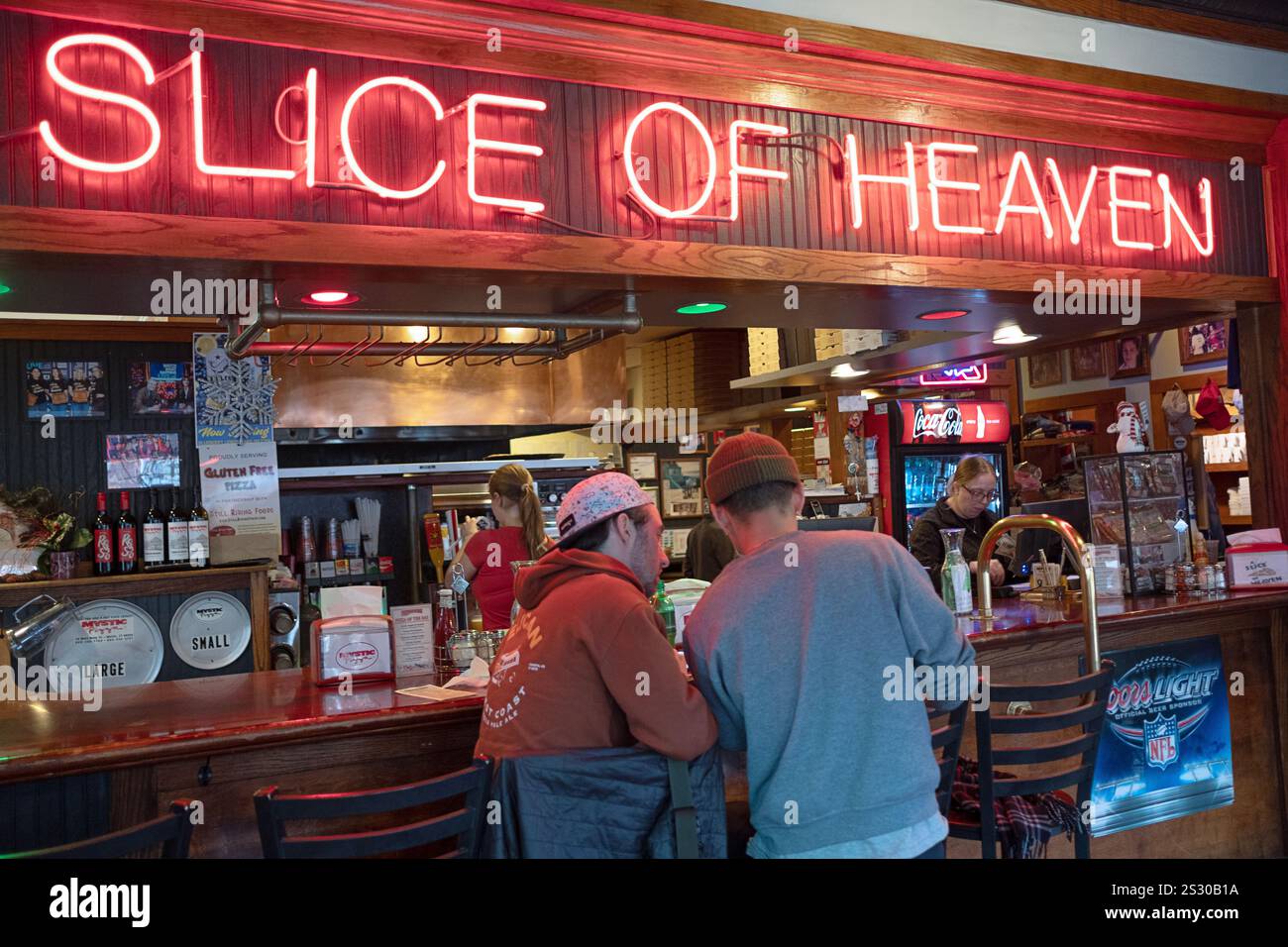 The bar inside Mystic Pizza, a restaurant in Conn and the inspiration ...