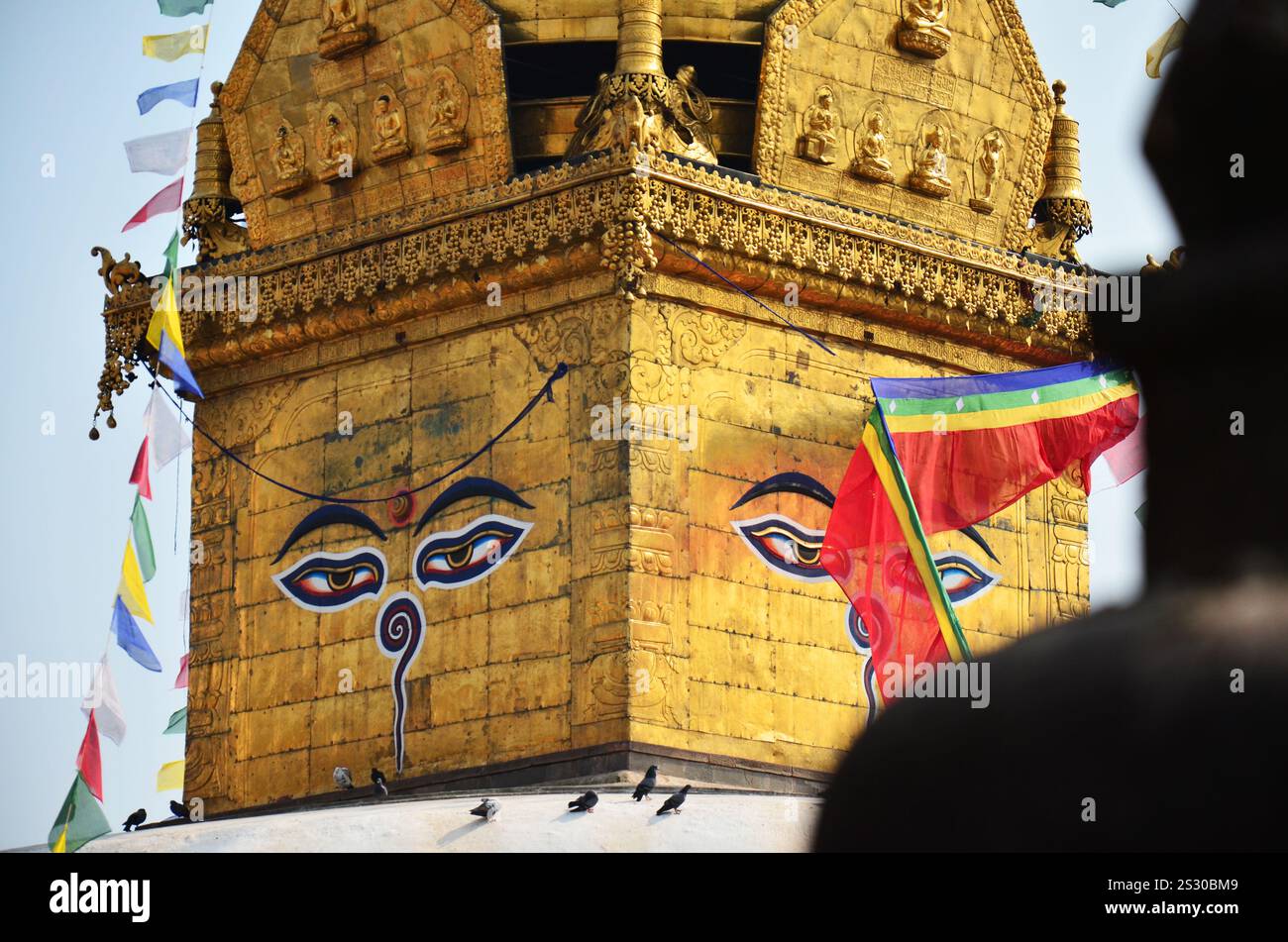 Buddha eyes or wisdom eyes symbol in Buddhist art on Antique Boudha ...