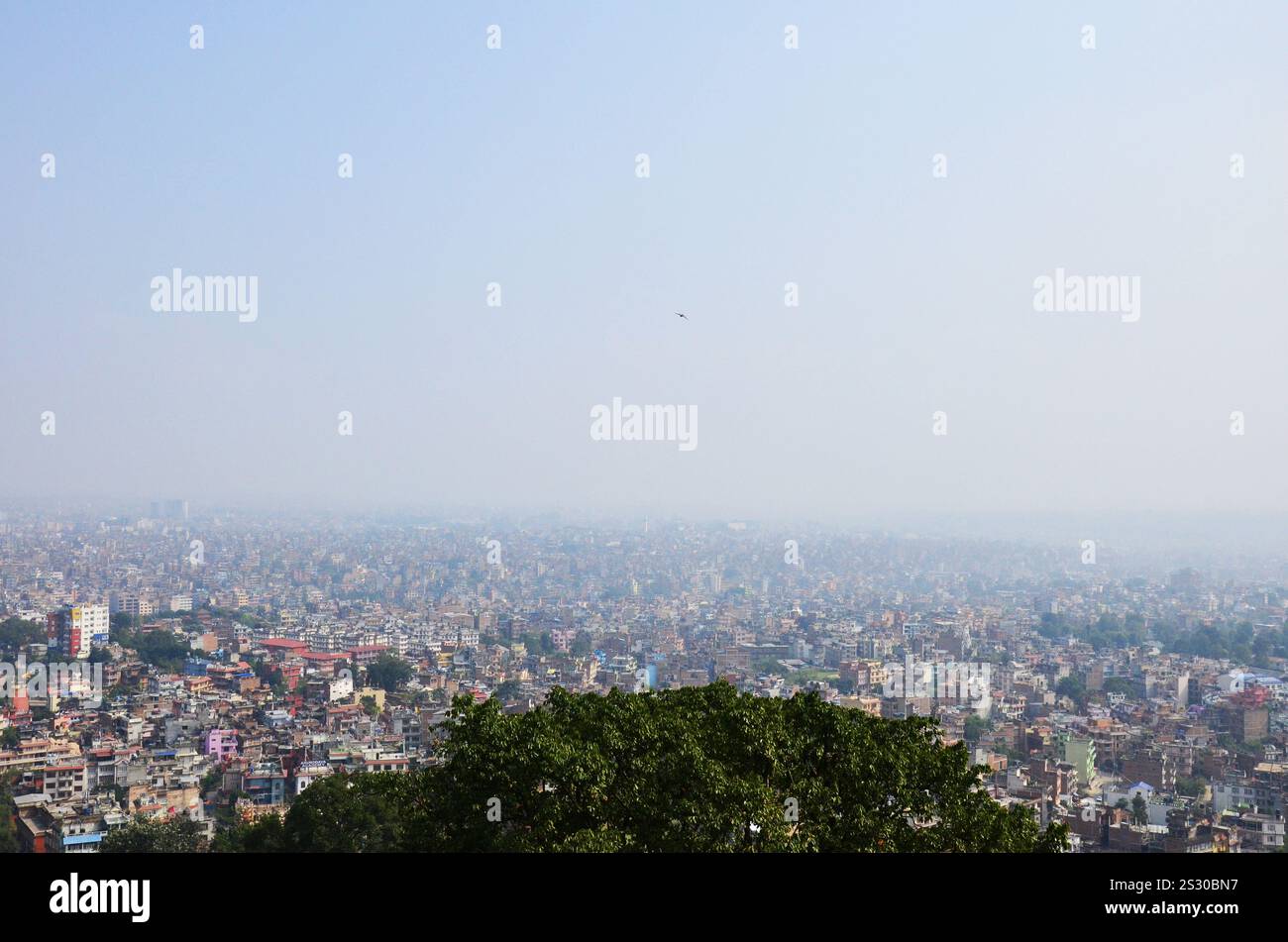 Aerial view landscape cityscape Katmandu city of land valley hill ...