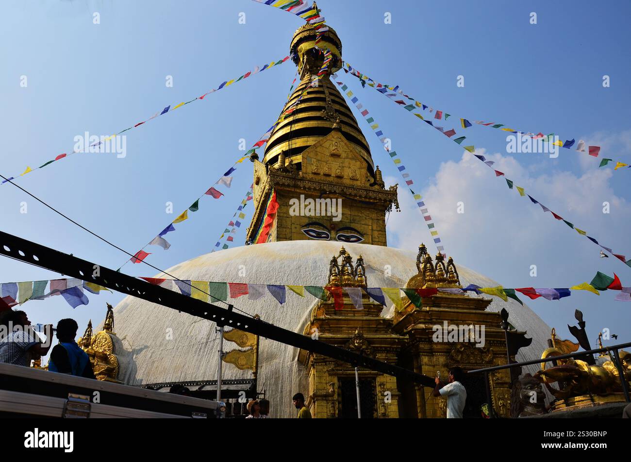 Swayambhunath stupa or Swayambhu chedi pagoda in Monkey temple and lord ...