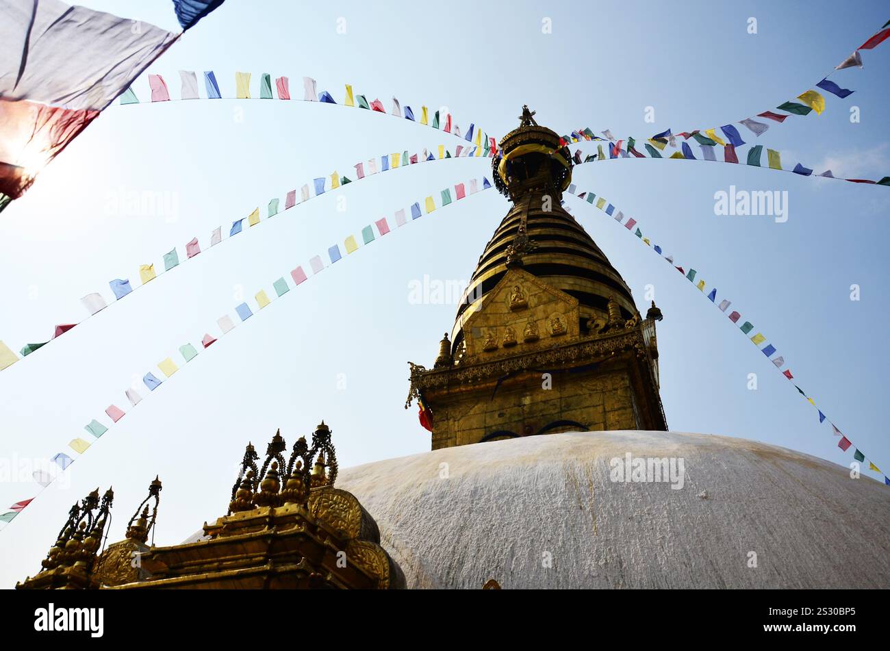 Swayambhunath ancient stupa or Swayambhu antique chedi pagoda in Monkey ...