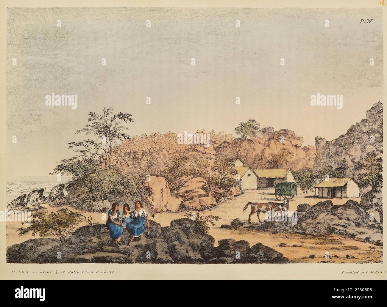 Portezuelo, a village in Cordova. Vintage 19th century Illustration ...