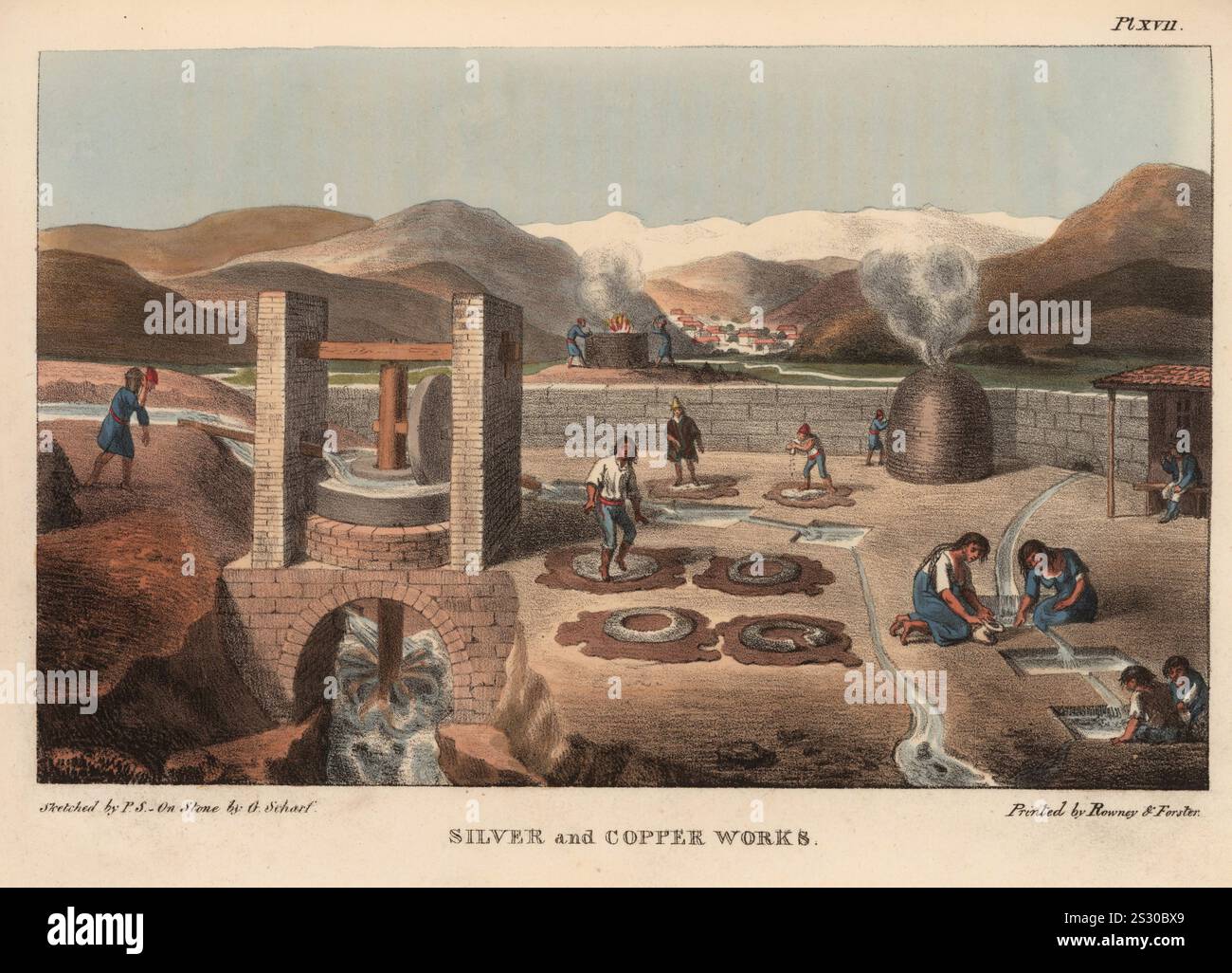 Silver and Copper Works in Chile, . Vintage 19th century Illustration ...