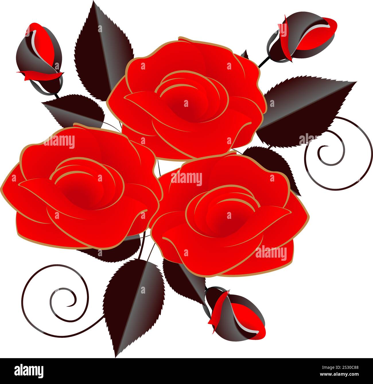 Three red roses rose Stock Vector Images - Alamy