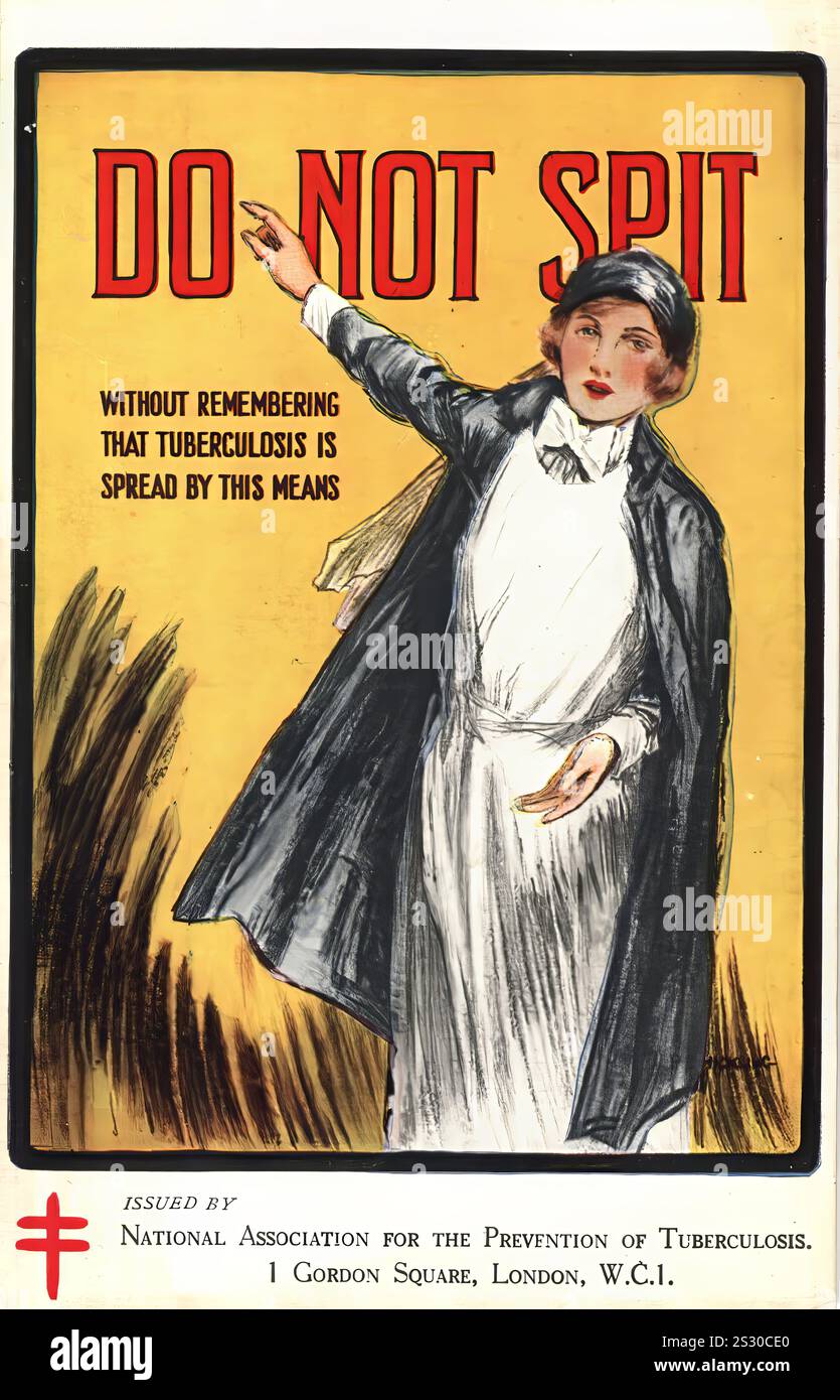 Do not spit - Medical and prevention vintage propaganda poster Stock ...