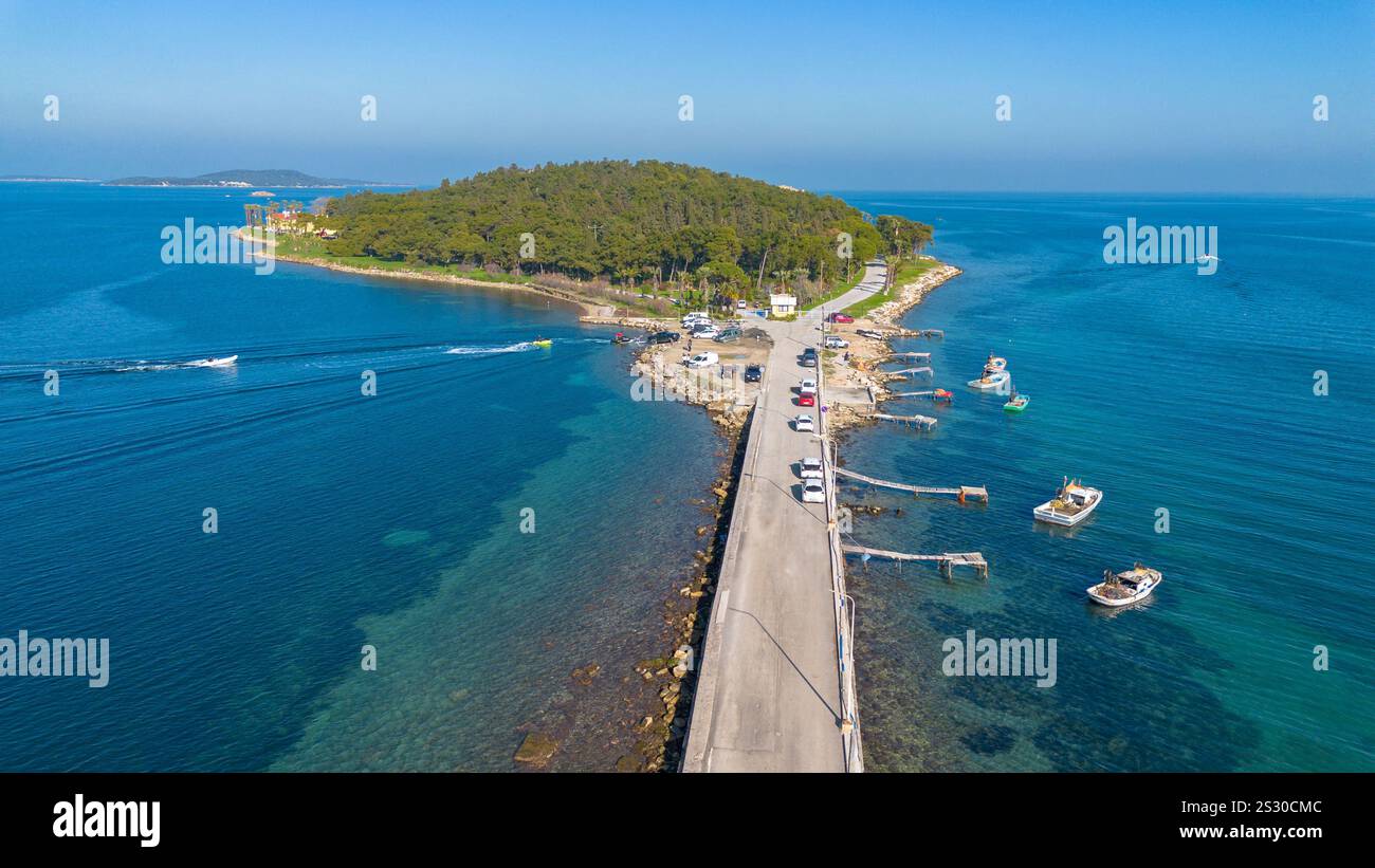 Aerial drone view of Urla district of Izmir, Turkey's third largest ...
