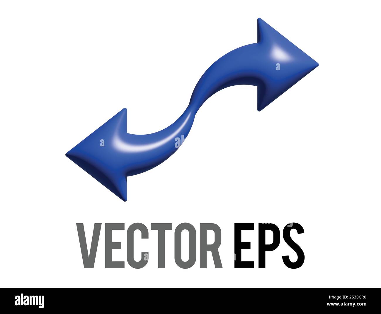 The isolated 3D Y2K gradient blue retro two ways arrow icon Stock Vector Image & Art - Alamy