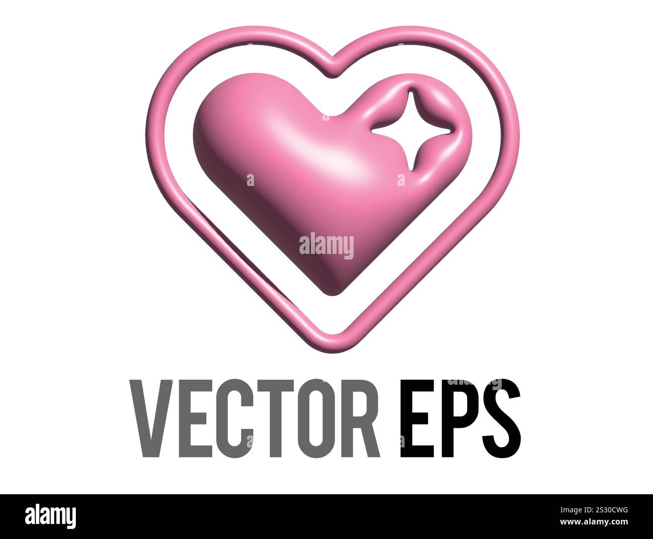 The isolated 3D Y2K gradient pink retro heart and star icon Stock ...