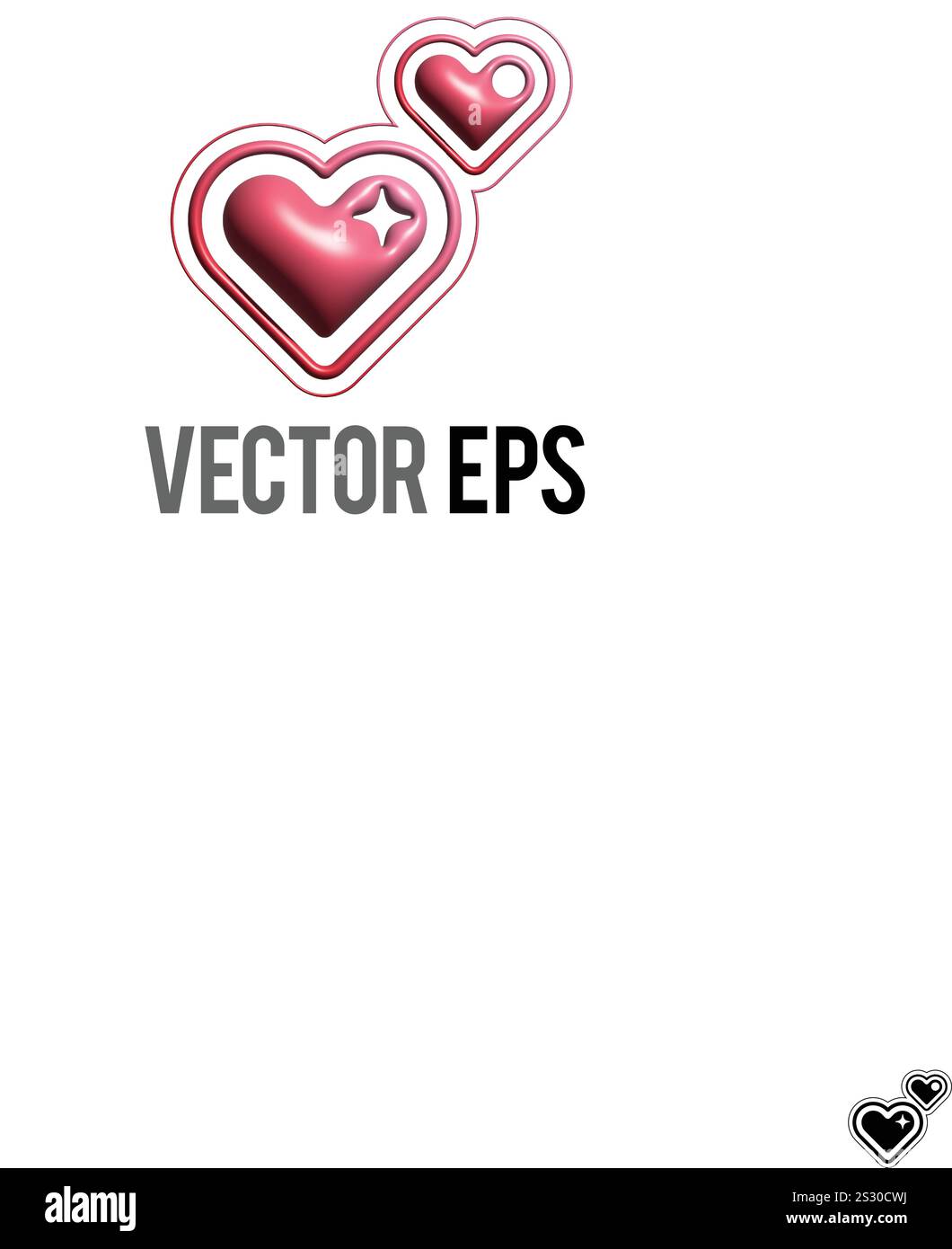 The isolated 3D Y2K gradient red to pink retro heart and star icon ...