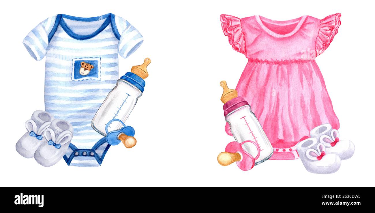 Blue pink baby boy or girl banner. Gender reveal party, baby shower ...