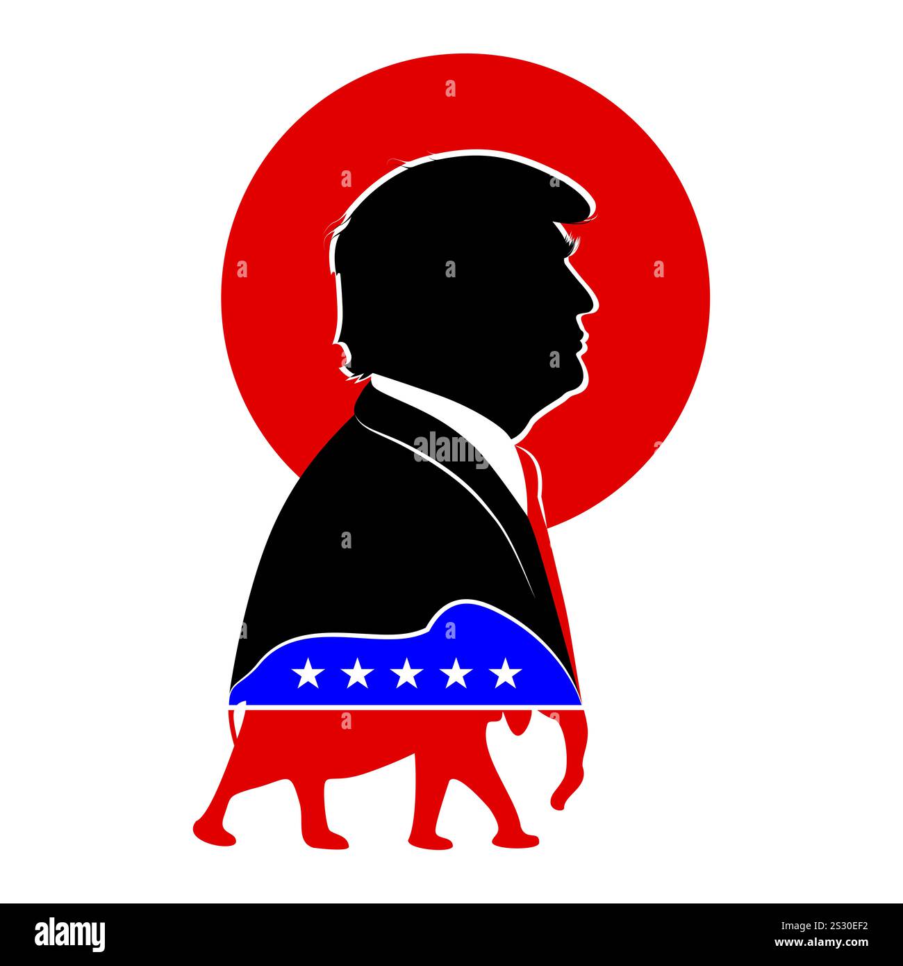 Silhouette profile of the 45th and 47th US President Donald Trump and ...